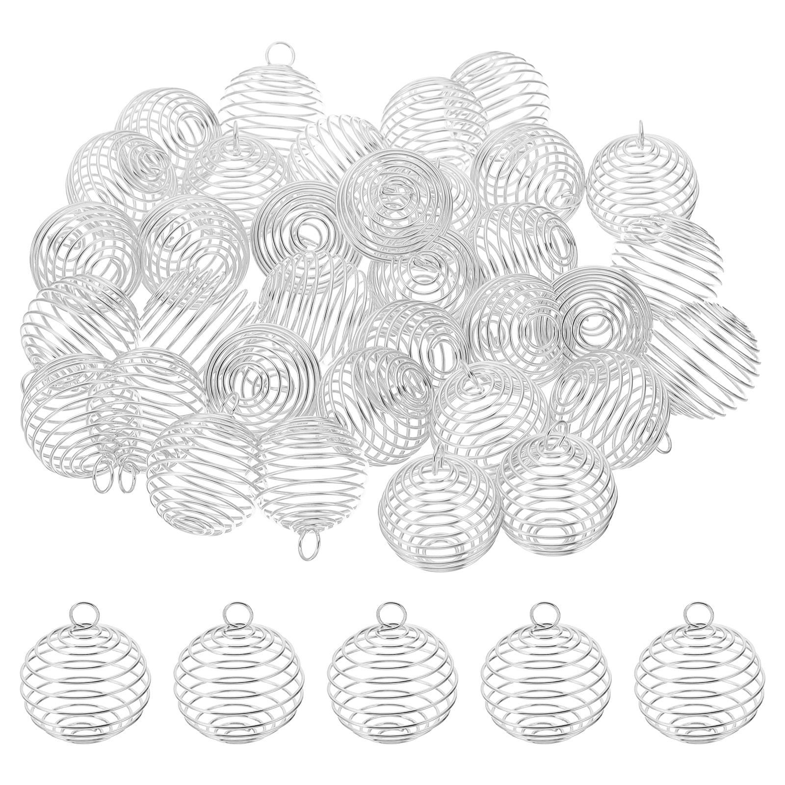 Uxcell Spiral Bead Cages Pendant, 60Pcs 30x35mm Stainless Steel Spring ...