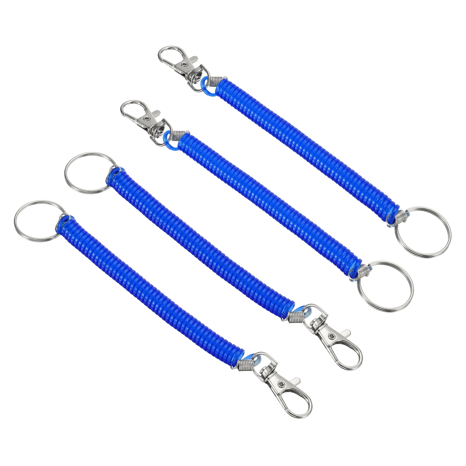 Uxcell 6.7" Easy Clip Plastic Spiral Keychain, Blue 4 Pack, Retractable ...