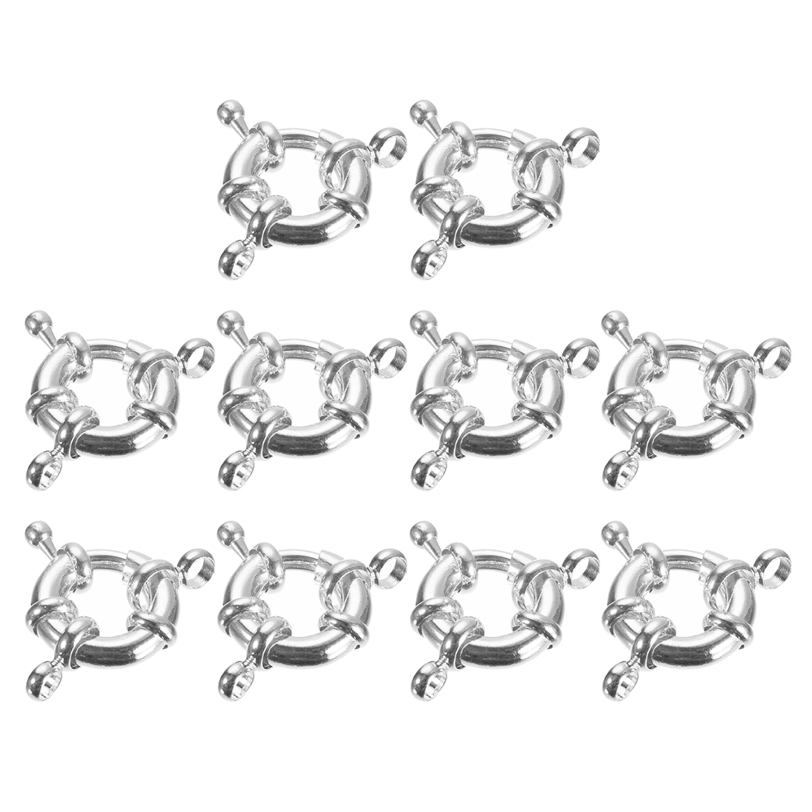 Uxcell Spring Clasps, 10 Pack 13mm Brass Spring Ring Clasps Silver ...