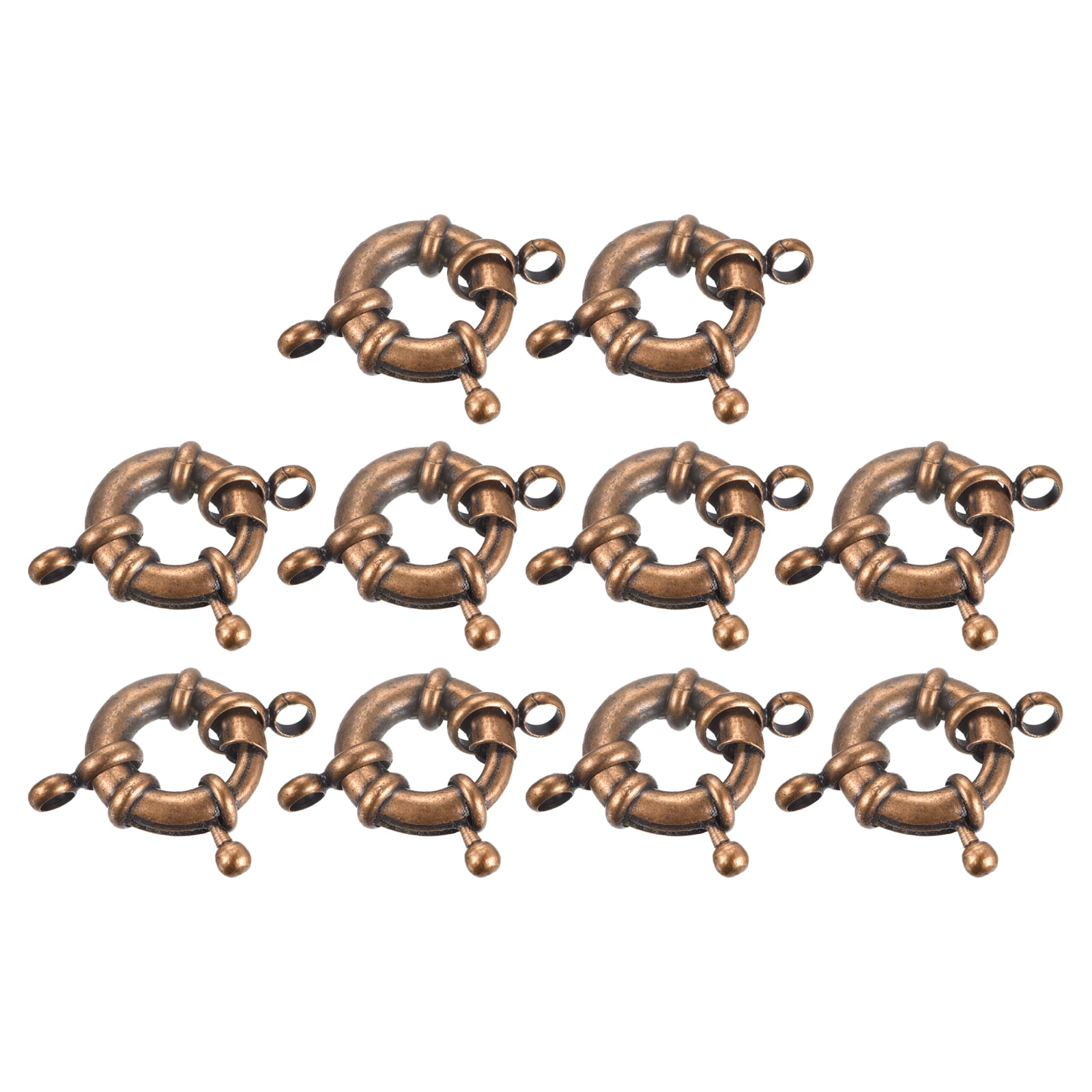 Uxcell Spring Clasps, 10 Pack 15mm Brass Spring Ring Clasps Red Bronze ...
