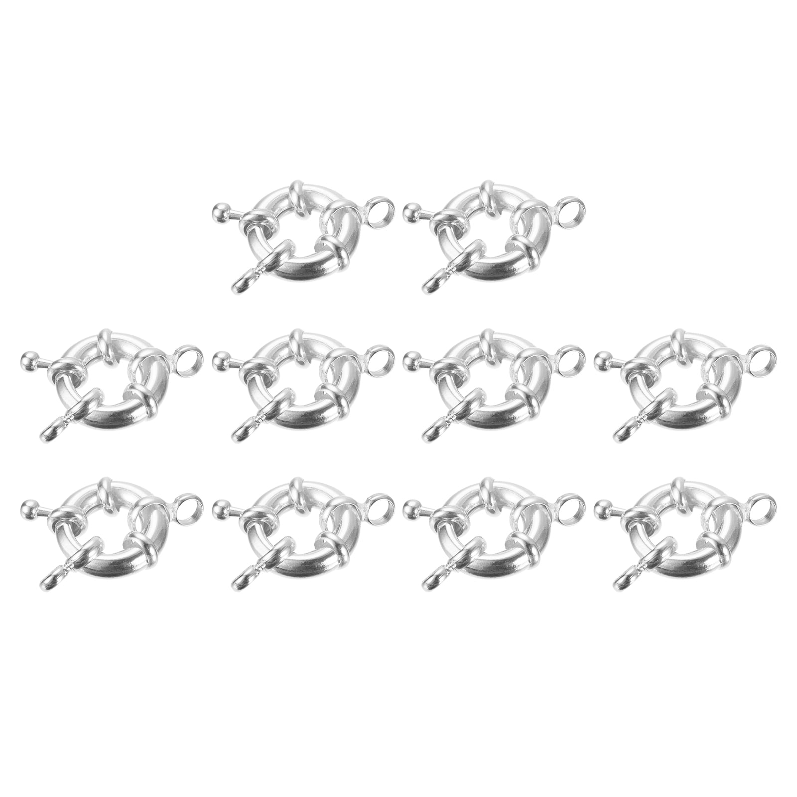 Uxcell Spring Clasps, 10 Pack 15mm Brass Spring Ring Clasps Silver ...