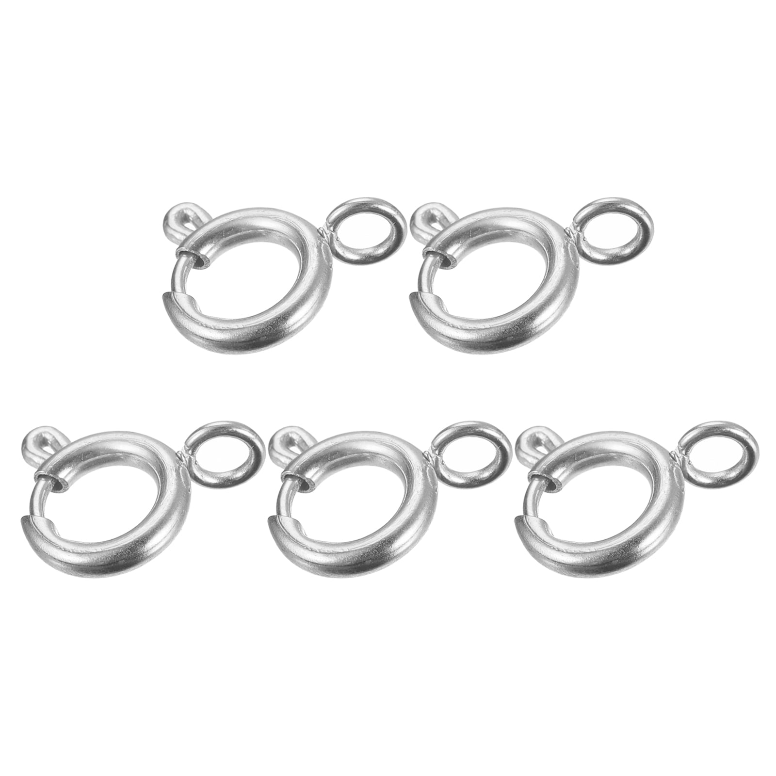 Uxcell Spring Clasps, 5 Pack 10mm Metal Spring Ring Clasps Silver ...
