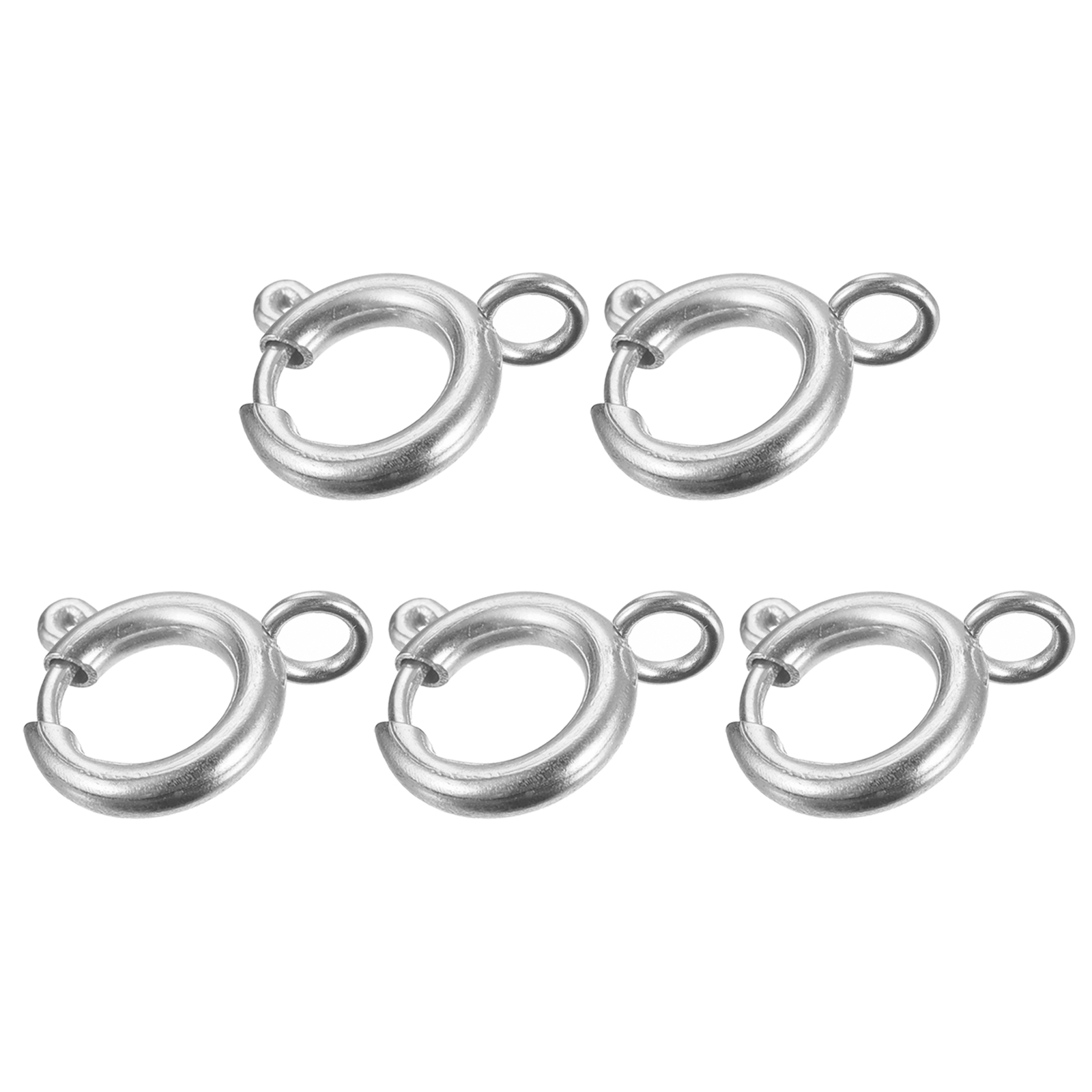 Uxcell Spring Clasps, 5 Pack 12mm Metal Spring Ring Clasps Silver ...