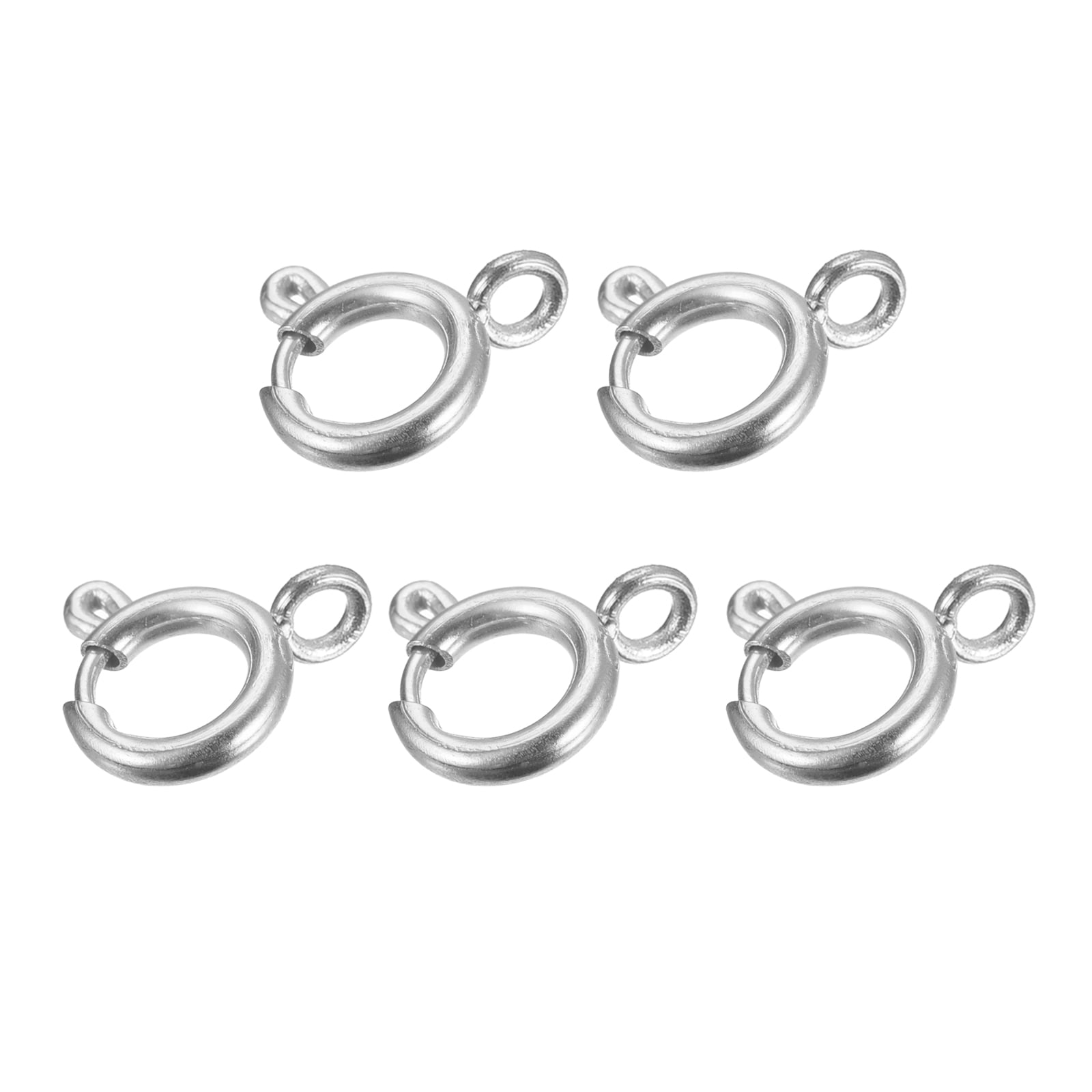 Uxcell Spring Clasps, 5 Pack 5mm Metal Spring Ring Clasps Silver ...
