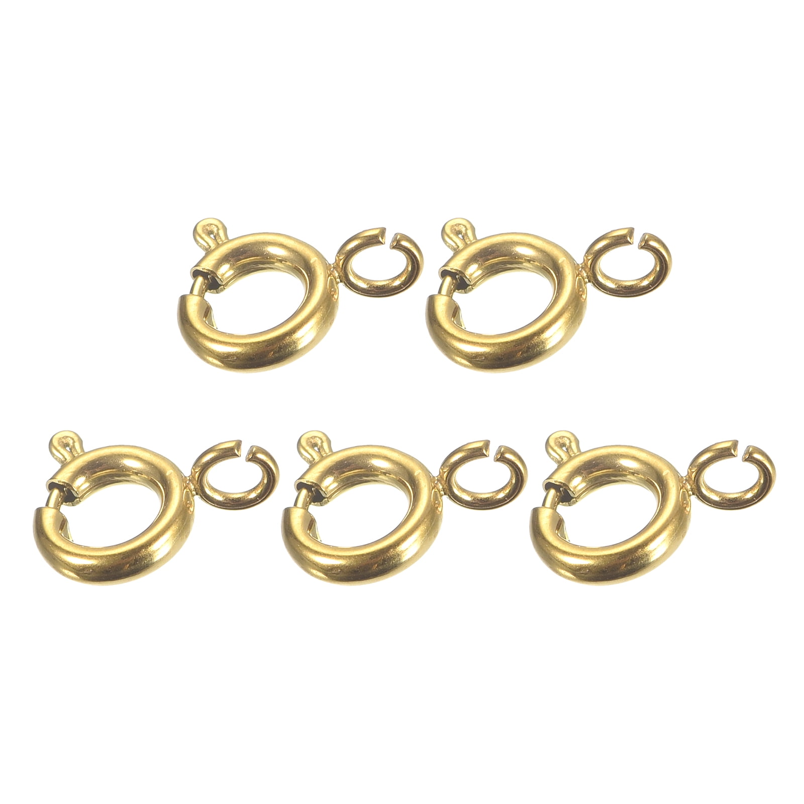 Uxcell Spring Clasps, 5 Pack 6mm Metal Spring Ring Clasps Gold ...