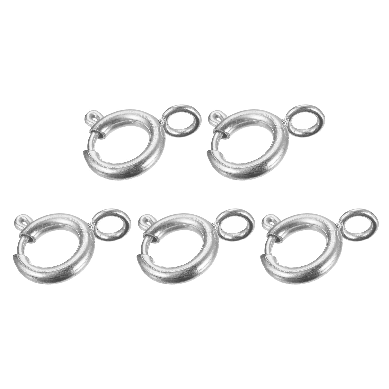 Uxcell Spring Clasps, 5 Pack 8mm Metal Spring Ring Clasps Silver ...
