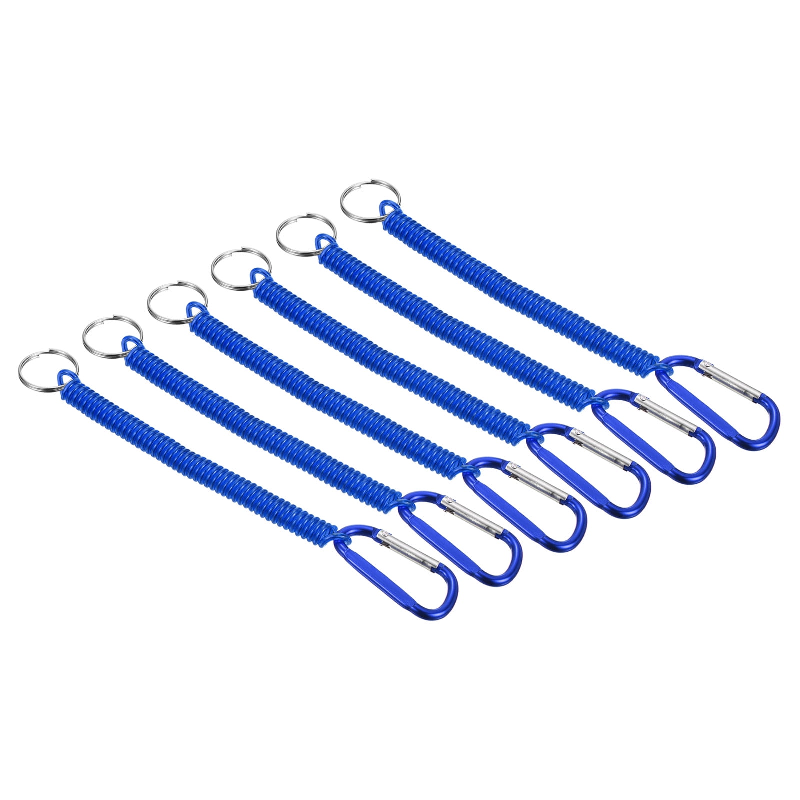 Uxcell Spring Coil Stretch Cord Keychain Retractable with Metal Clip ...