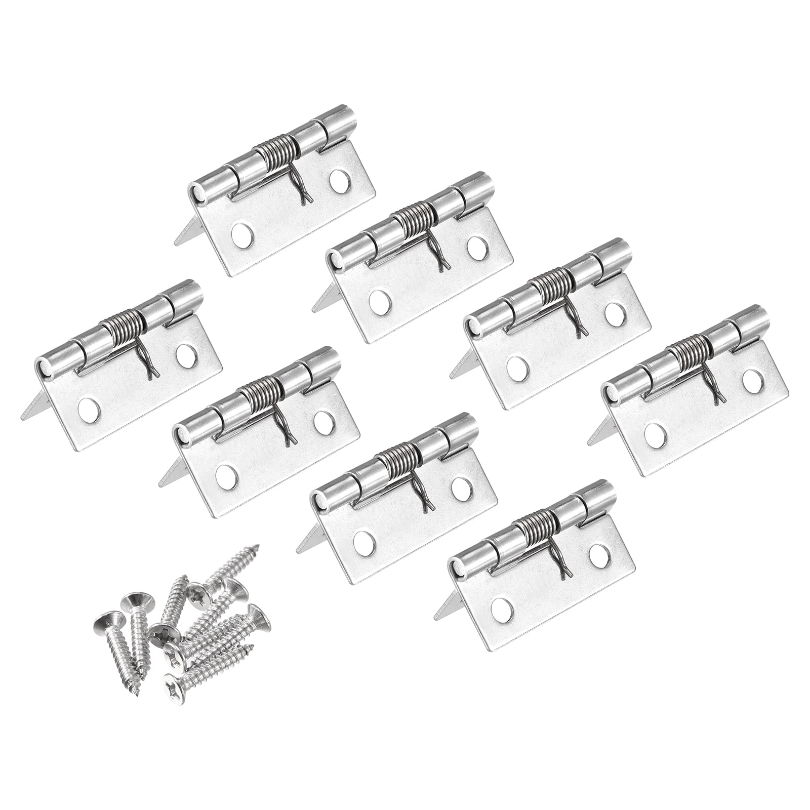 Uxcell Spring Loaded Hinges, 1.5" 304 Stainless Steel Self Closing ...