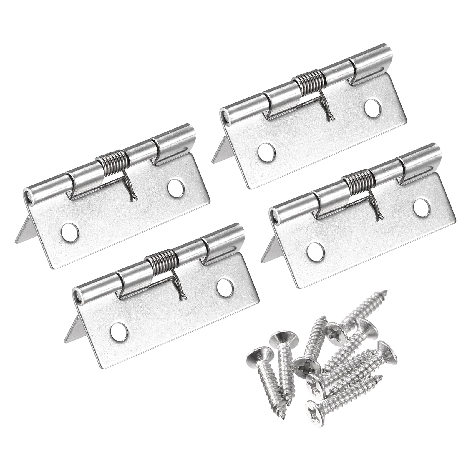 Uxcell Spring Loaded Hinges, 2" 304 Stainless Steel Self Closing Hinge ...