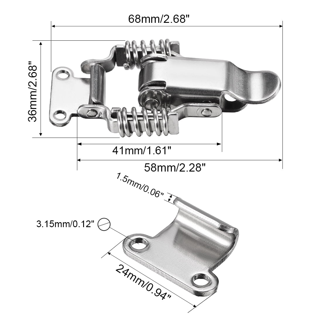 Uxcell Spring Loaded Toggle Latch 65-95mm Adjustable Length Stainless ...