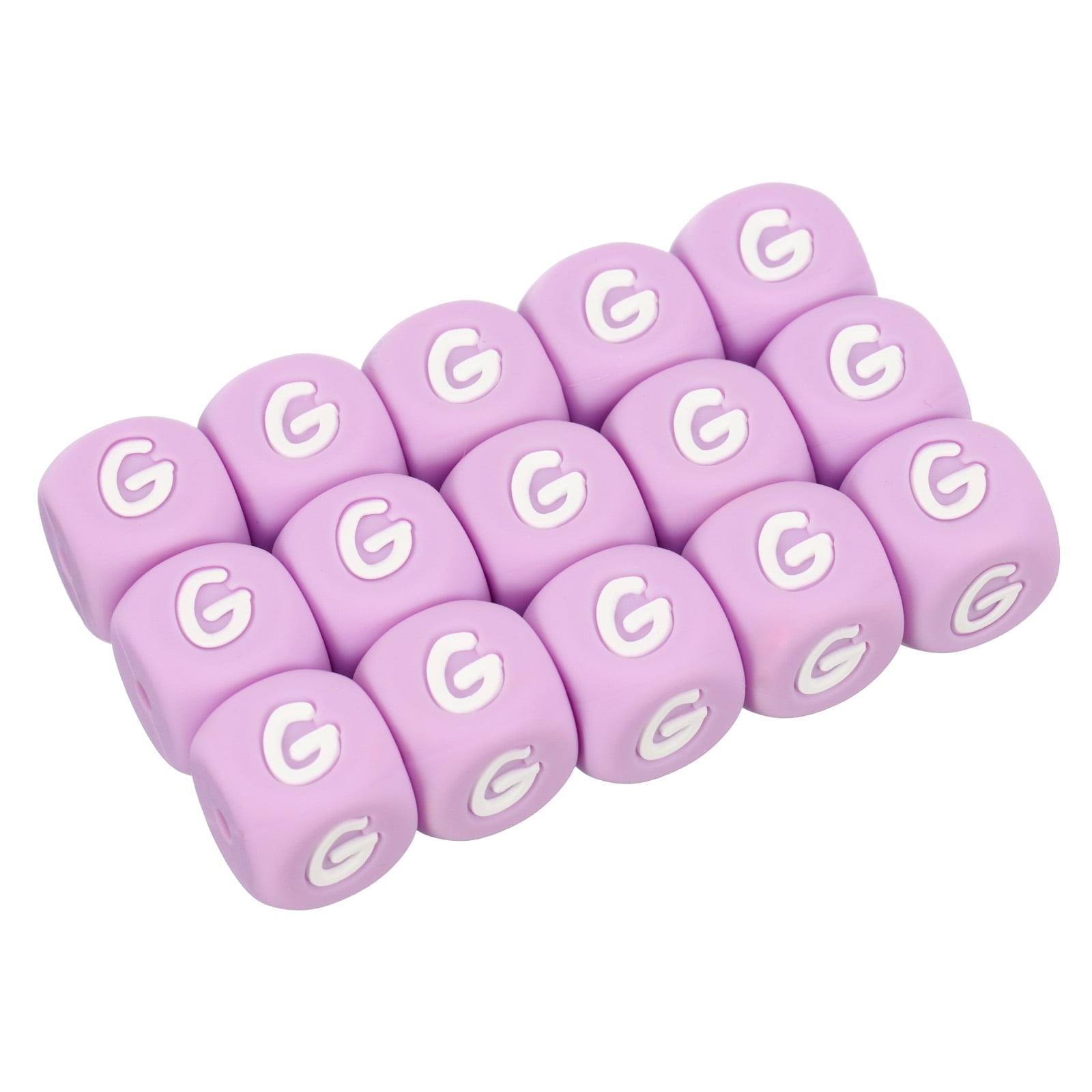 Uxcell Square Alphabet Silicone Beads, 12mm Letter G, Light Purple ...