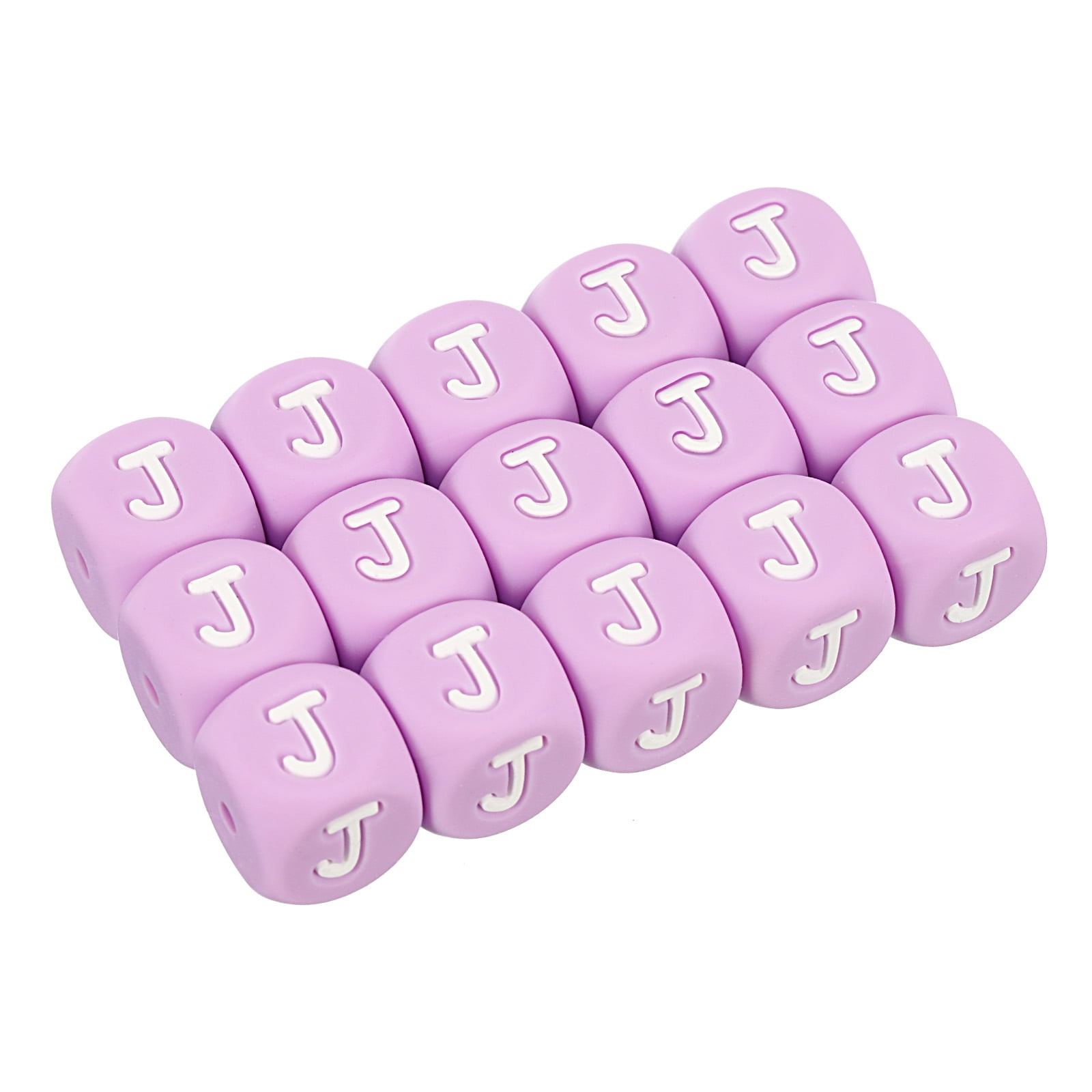 Uxcell Square Alphabet Silicone Beads, 12mm Letter J, Light Purple ...