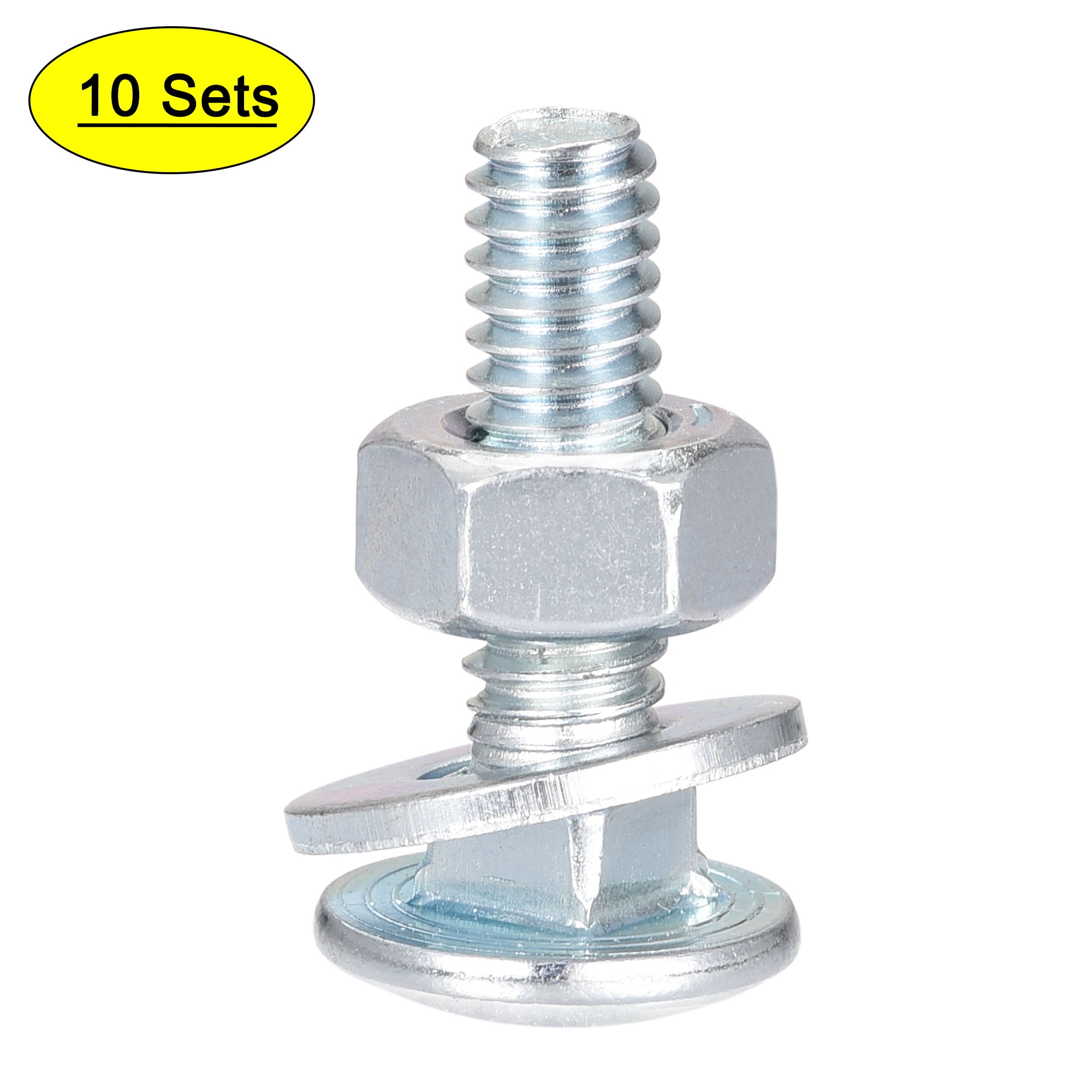 Uxcell Square Neck Carriage Bolts with Nuts & Washers, Carbon Steel ...