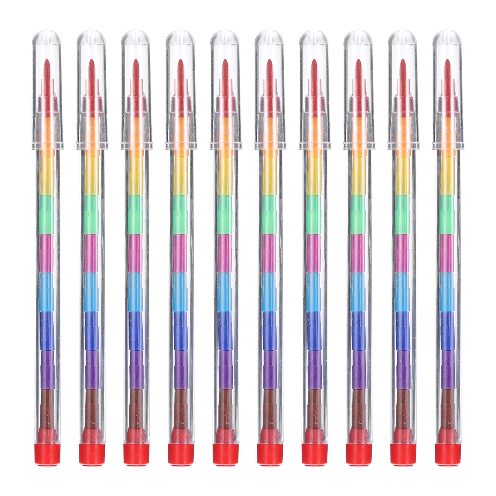 Uxcell Stacking Crayons, 10 Pack 10 Colors Stackable Round Drawing ...