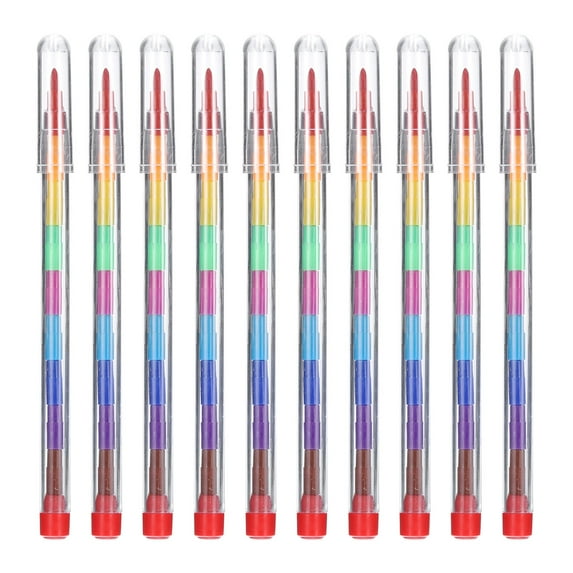 Uxcell Stacking Crayons, 10 Pack 10 Colors Stackable Round Drawing ...