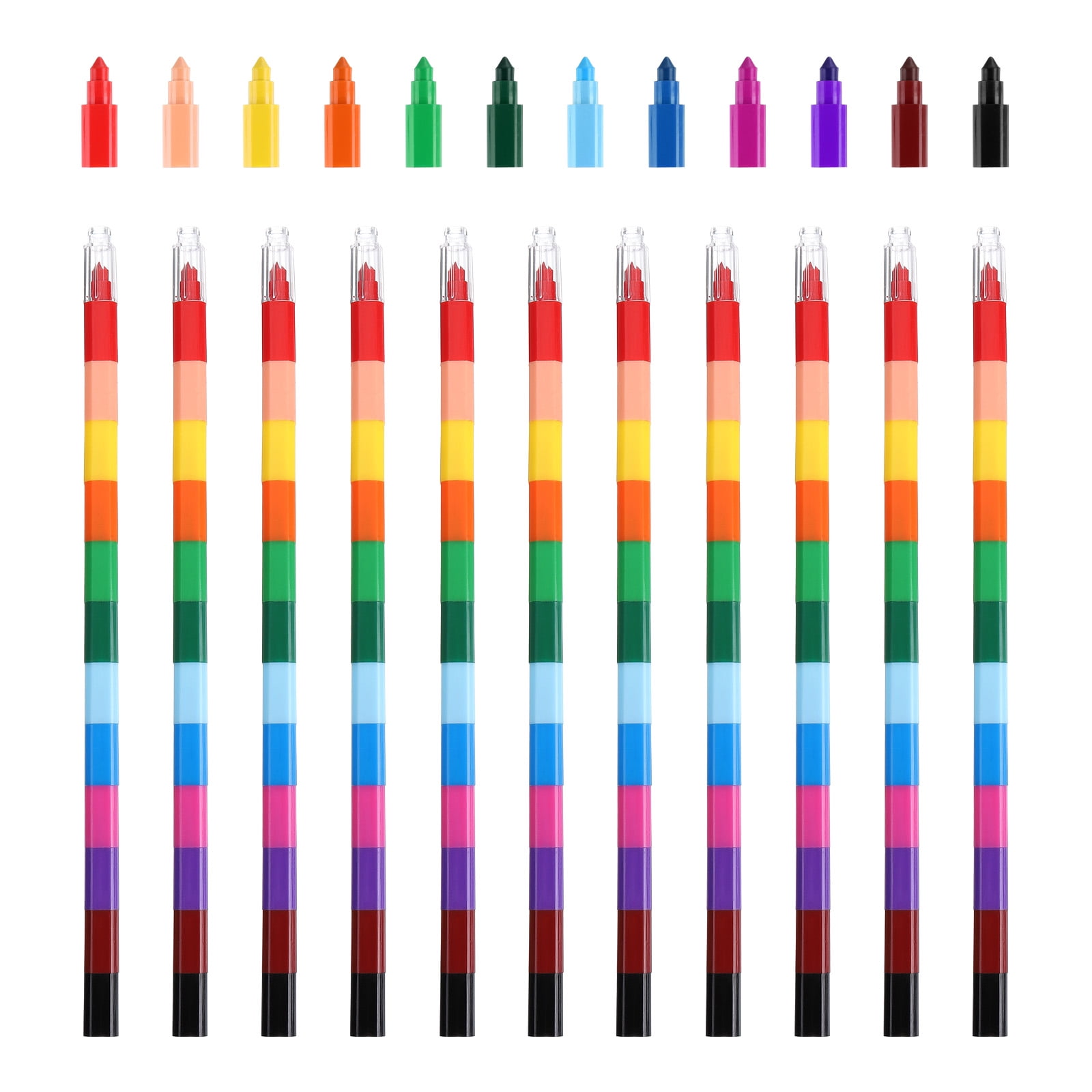 Uxcell Stacking Crayons, 12 Pack 12 Colors Stackable Buildable Square ...