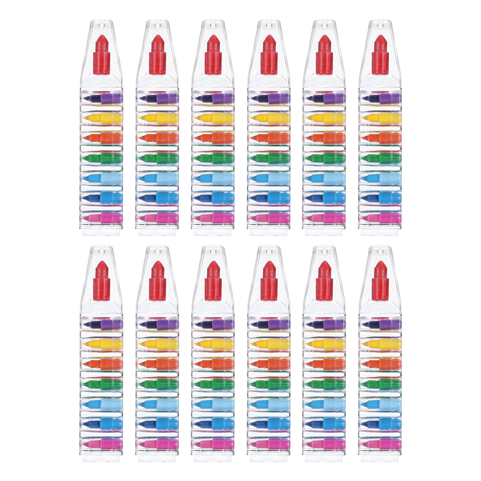 Uxcell Stacking Crayons, 12 Pack 8 Colors Stackable Rectangle Drawing ...