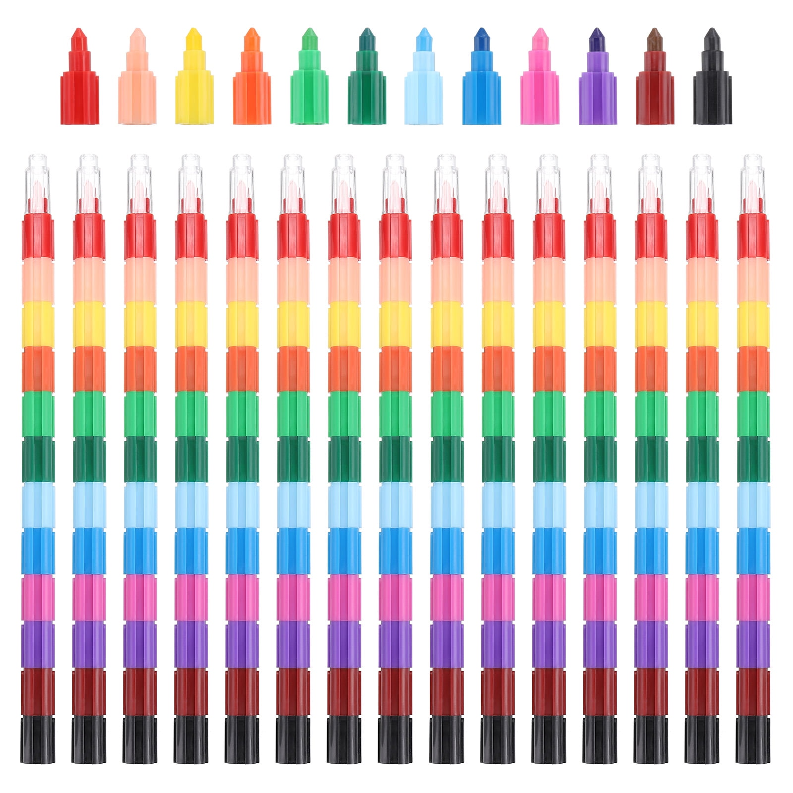 Uxcell Stacking Crayons, 16 Pack 12 Colors Stackable Buildable Drawing ...