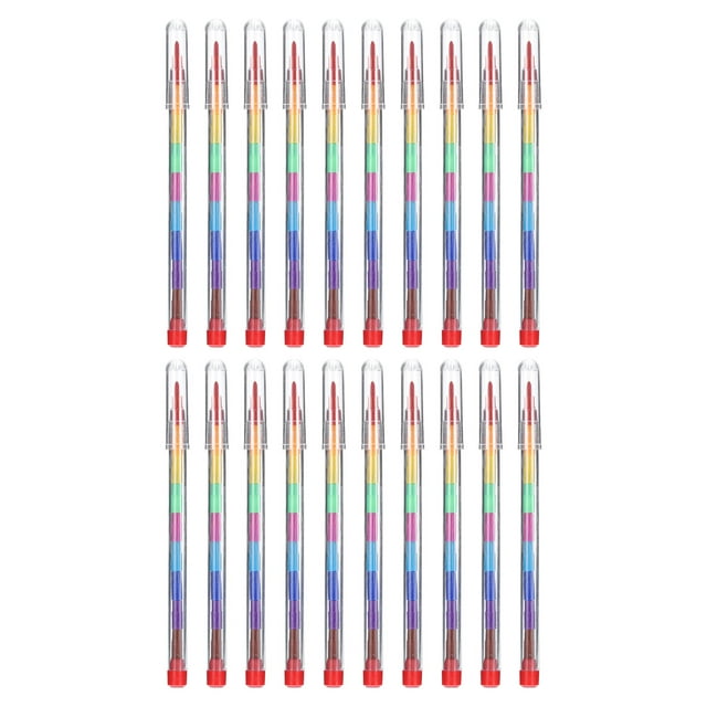 Uxcell Stacking Crayons, 20 Pack 10 Colors Stackable Round Drawing ...