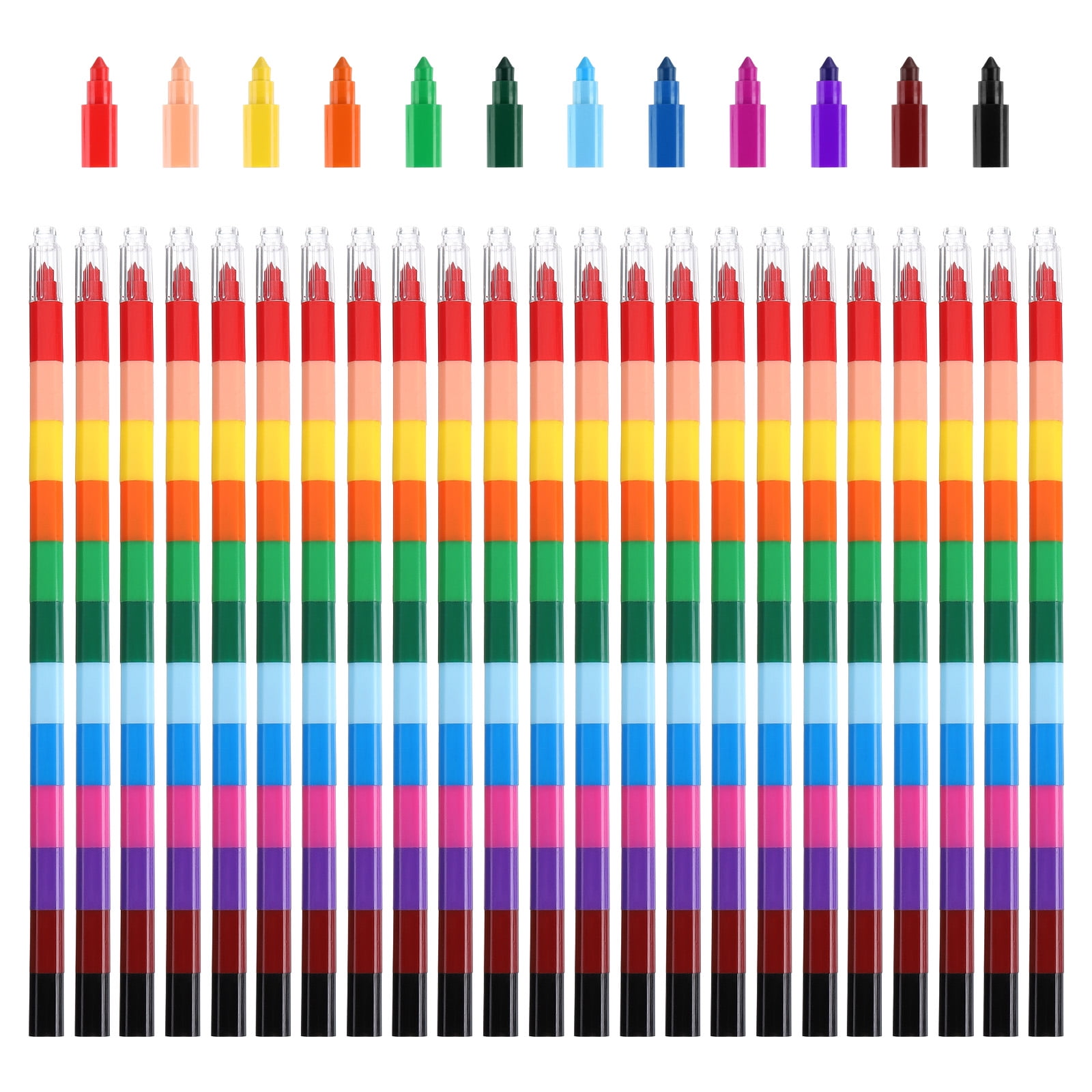 Uxcell Stacking Crayons, 24 Pack 12 Colors Stackable Buildable Square ...