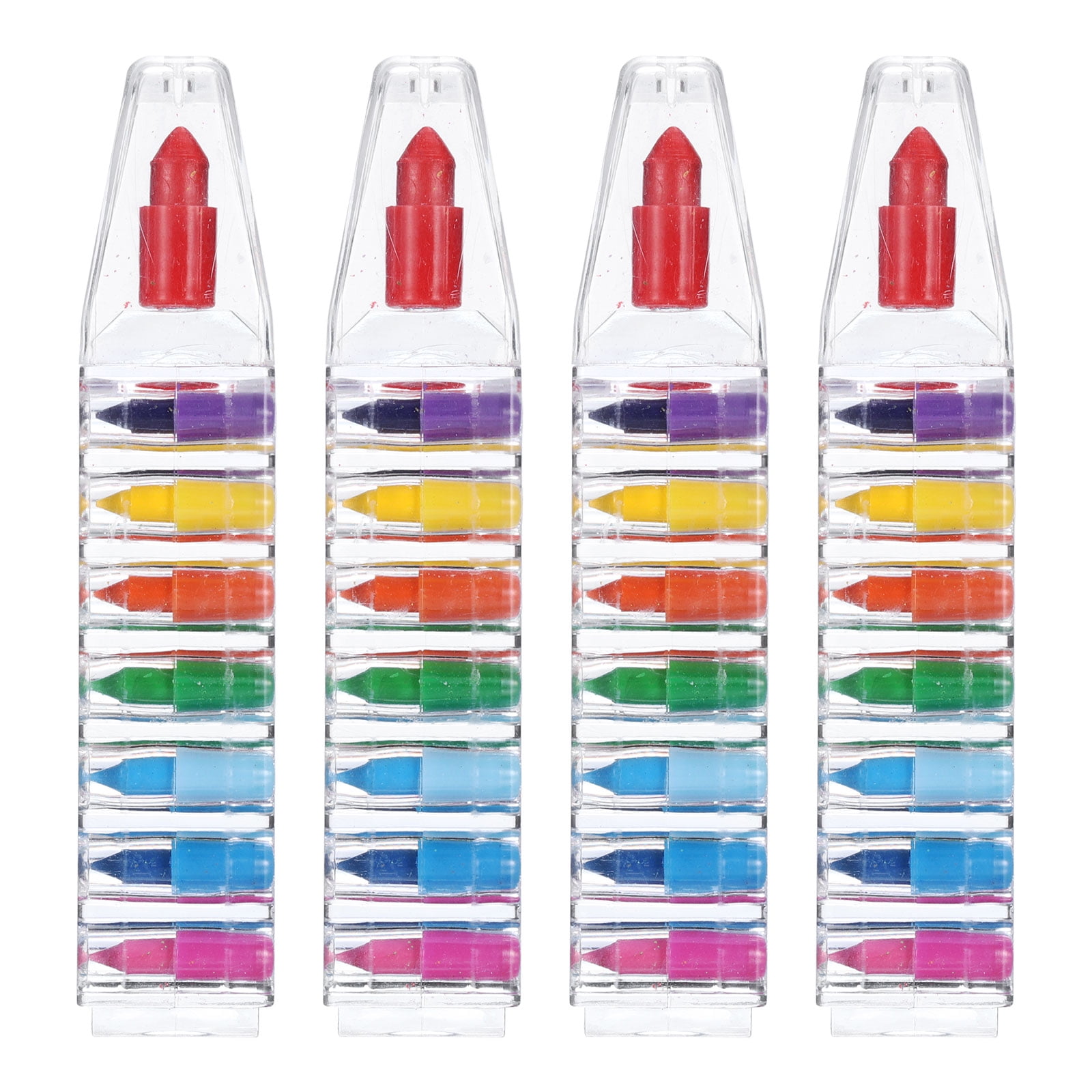 Uxcell Stacking Crayons, 4 Pack 8 Colors Stackable Rectangle Drawing ...