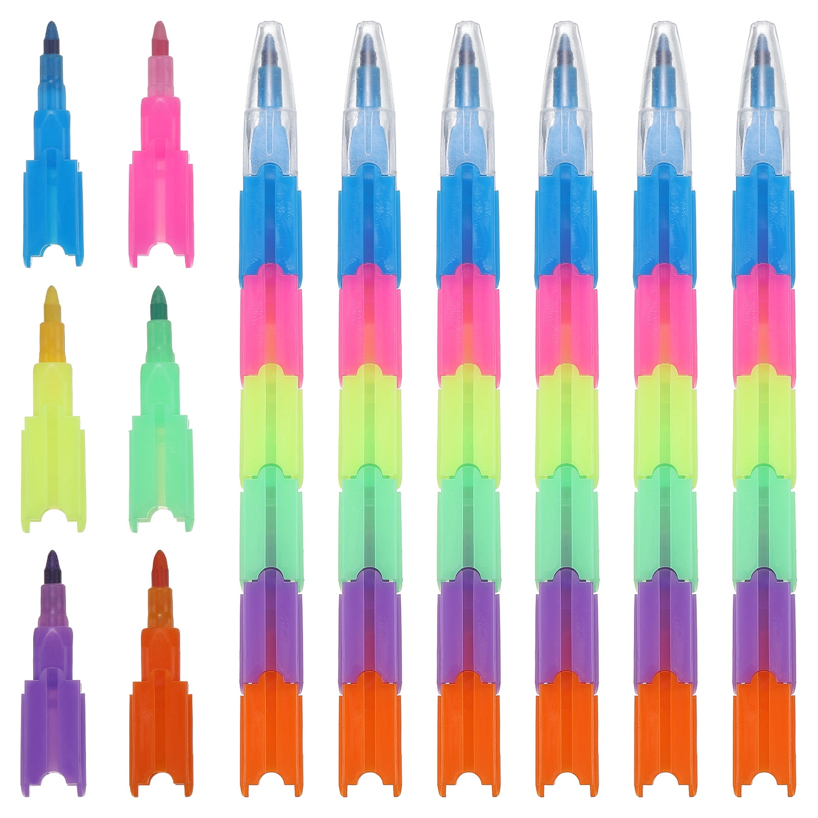 Uxcell Stacking Crayons, 7 Pack 6 Colors Stackable Buildable Drawing ...