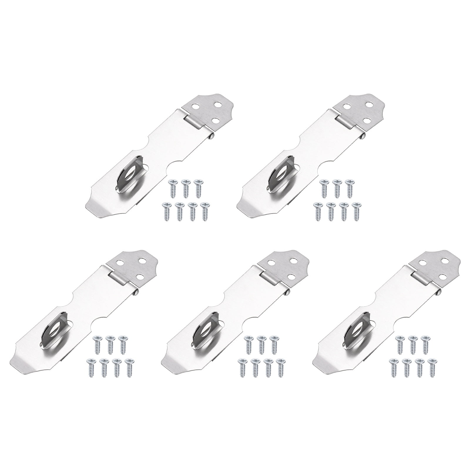 Uxcell Stainless Steel 180 Degree Door Hasp Latch Lock (5 Inch, Silver ...