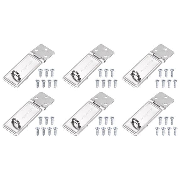 Uxcell Stainless Steel 180 Degree Thin Door Hasp Latch Lock (3.6 Inch ...