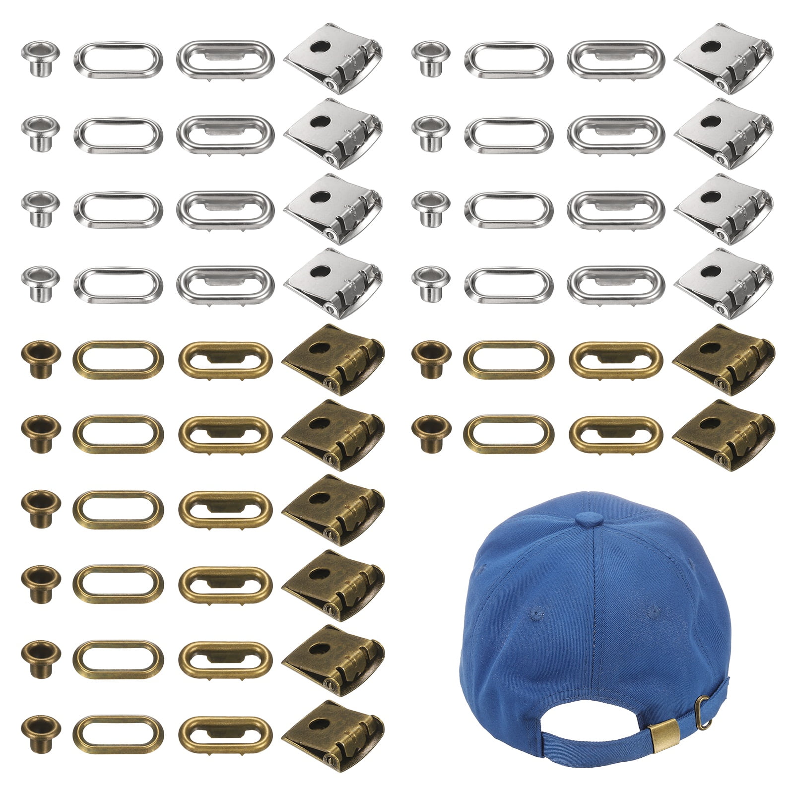 Uxcell Stainless Steel Cap Buckle [16Set] - Hat Buckle Replacement Use ...