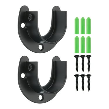 2-Pack Heavy Duty Stainless Steel Closet Pole Sockets, U-Shaped Flange, Closet Rod Ends, Screws ...