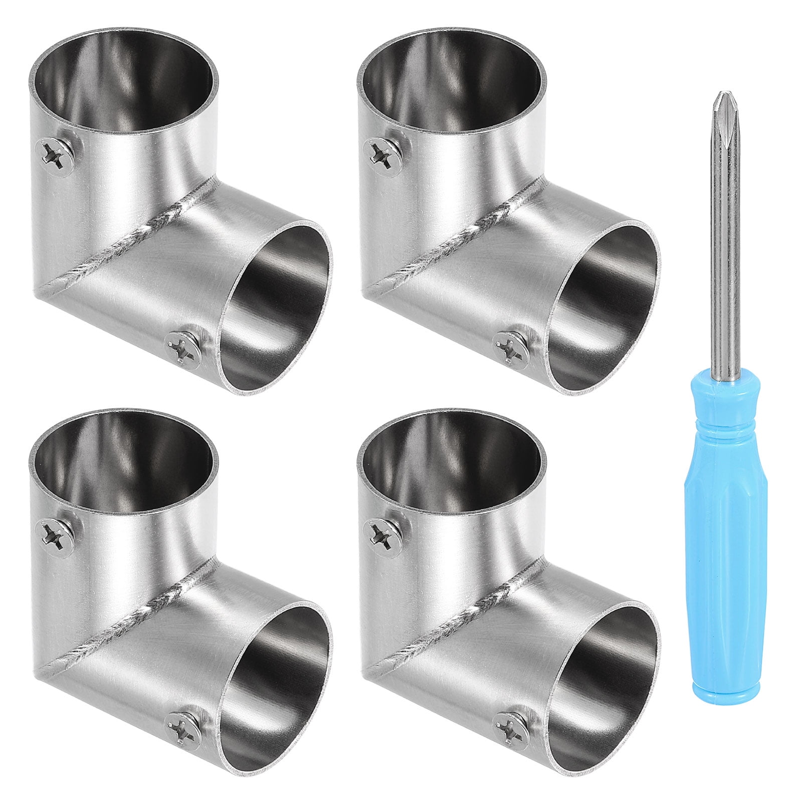 Uxcell Stainless Steel Closet Rod Holder Set Elbow Two-way 1.02" Dia ...