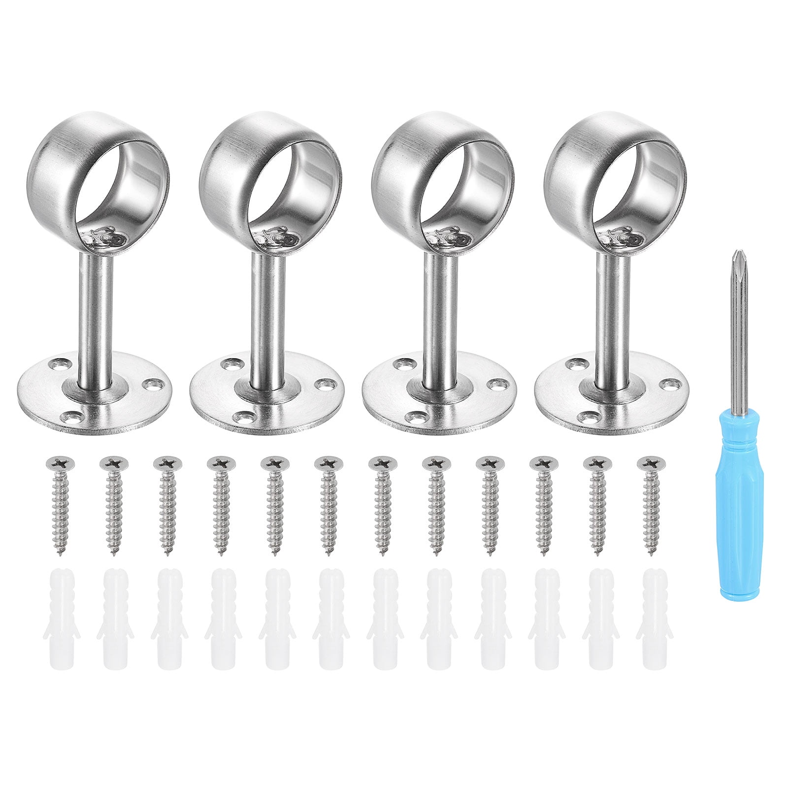 Uxcell Stainless Steel Closet Rod Holder Set Open 1.3" Dia Shower Rod ...