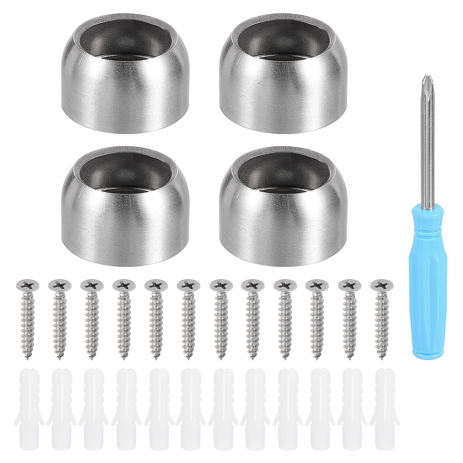 Uxcell Stainless Steel Closet Rod Holder Set Spherical 0.91" Dia Shower ...