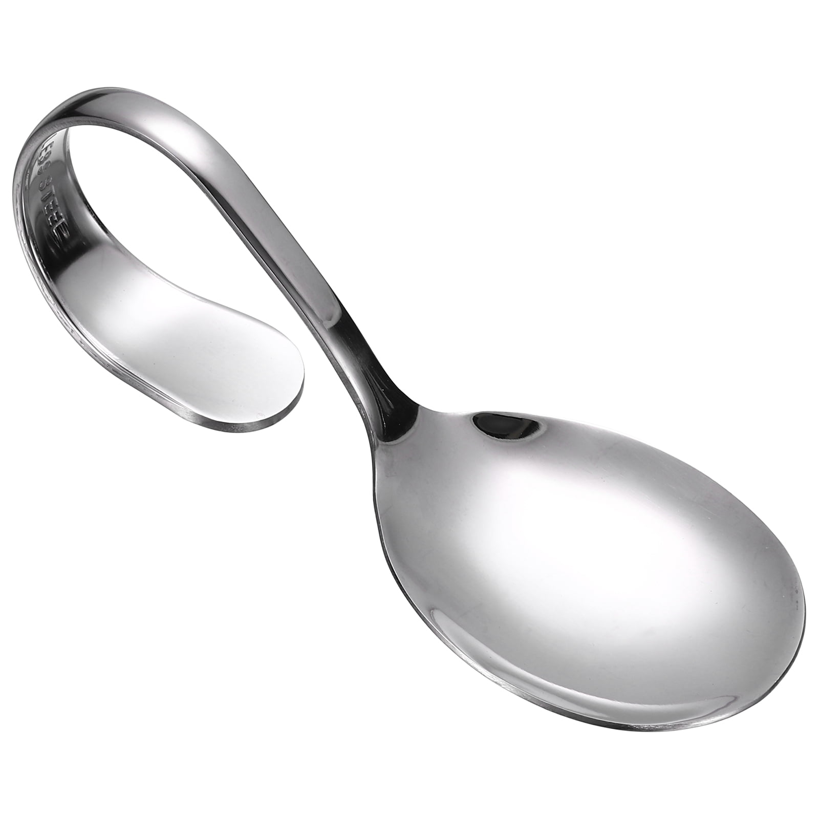 Uxcell Stainless Steel Curved Handle Spoon, Mirror Polished Oval Bent ...