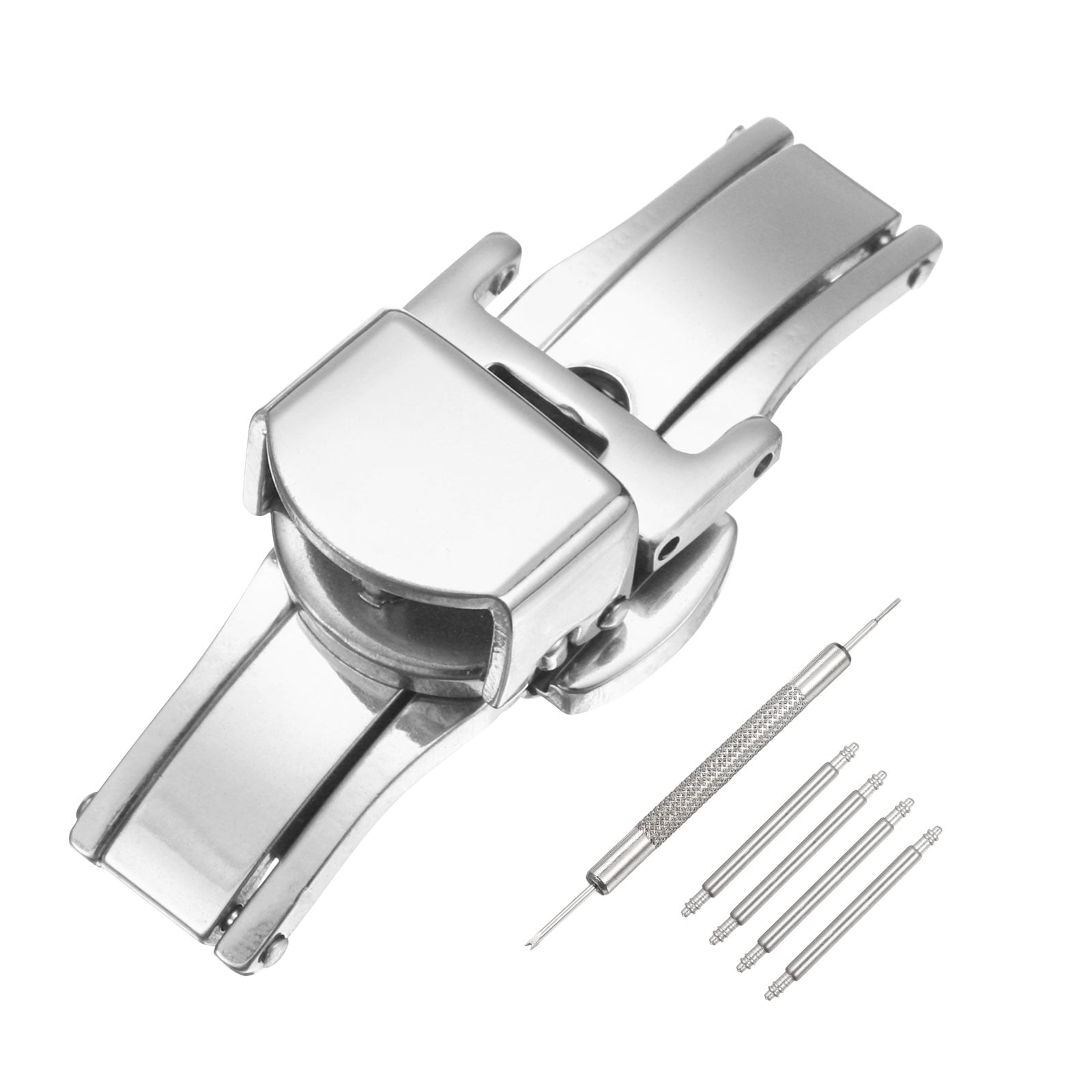 Uxcell Stainless Steel Deployment Clasp, 12mm Butterfly Folding Buckle ...