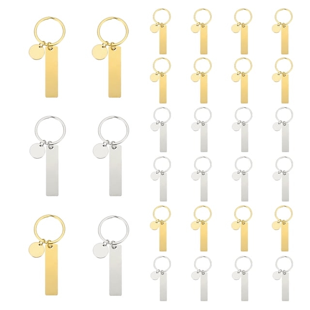 Uxcell Stainless Steel Engraving Keychain Blanks, 30Pcs Metal Laser ...