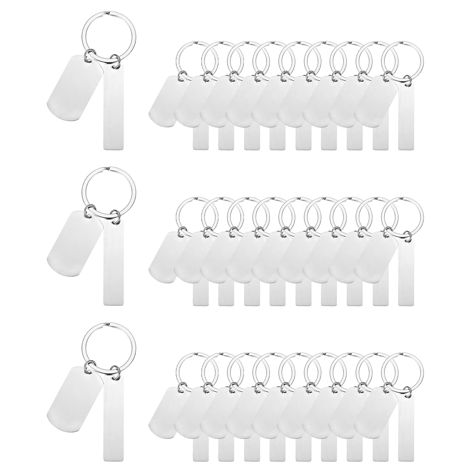 Uxcell Stainless Steel Engraving Keychain Blanks, 30Pcs Metal Laser Engravable Stamping Blanks ...