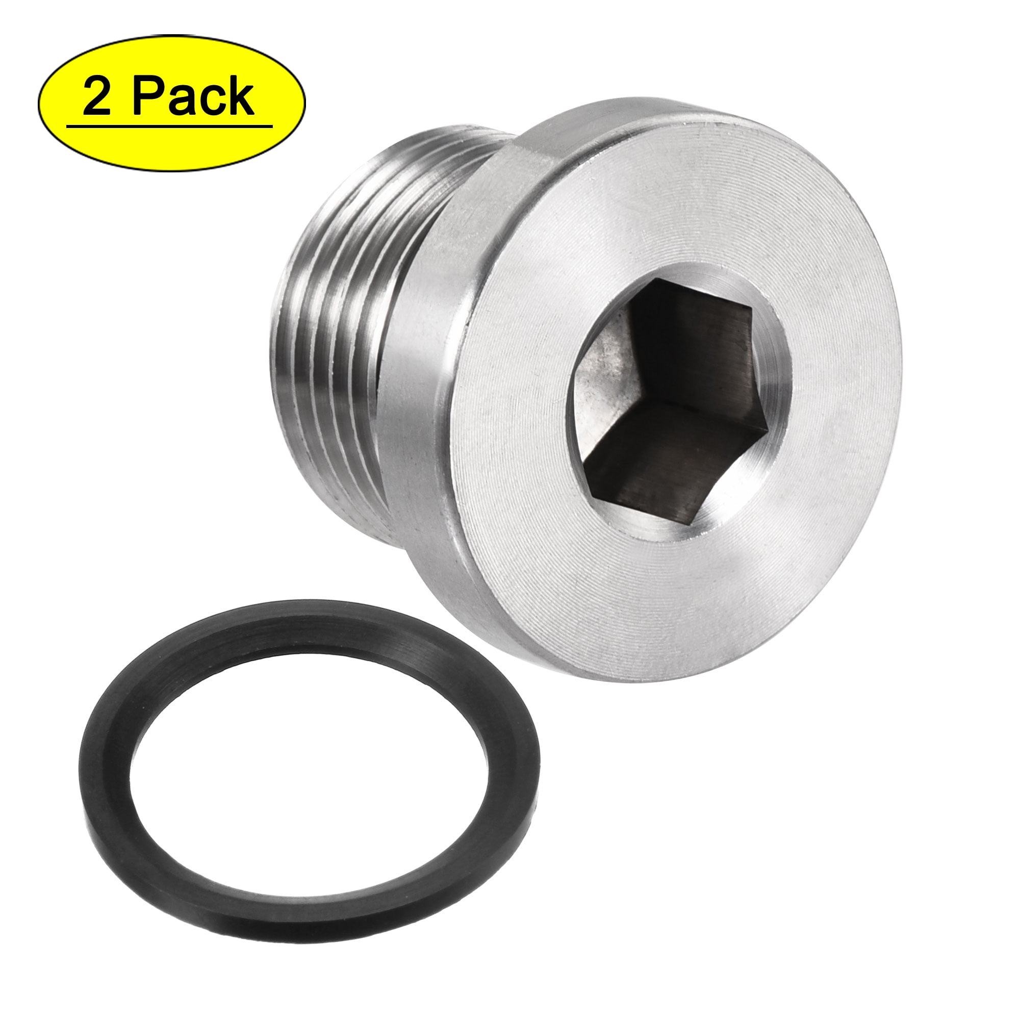 Uxcell Stainless Steel Inner Hex Head M20x1.5 Pipe Fitting Plug with ...