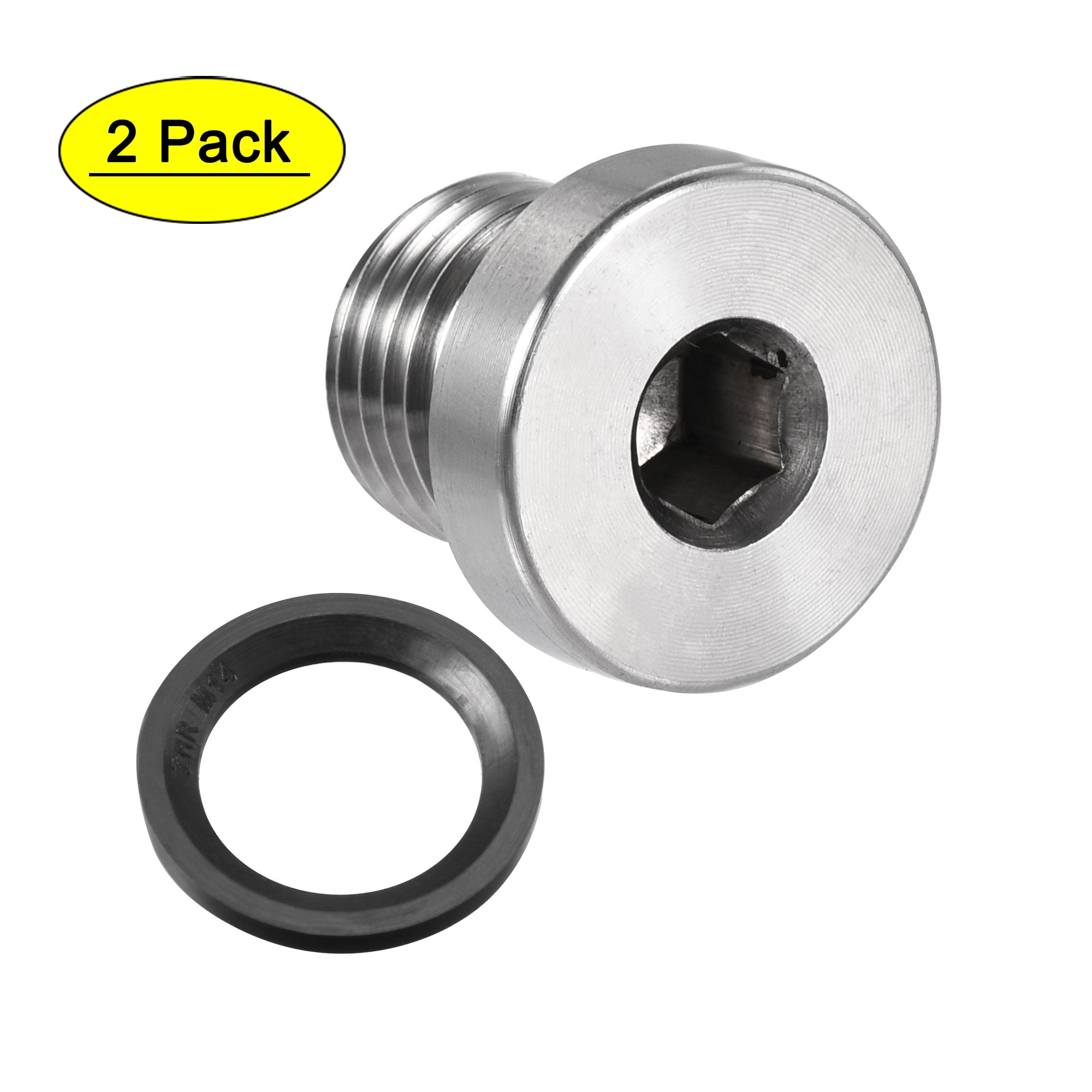 Uxcell Stainless Steel Inner Hex Head Pipe Plug with Seal Ring 2Pcs ...