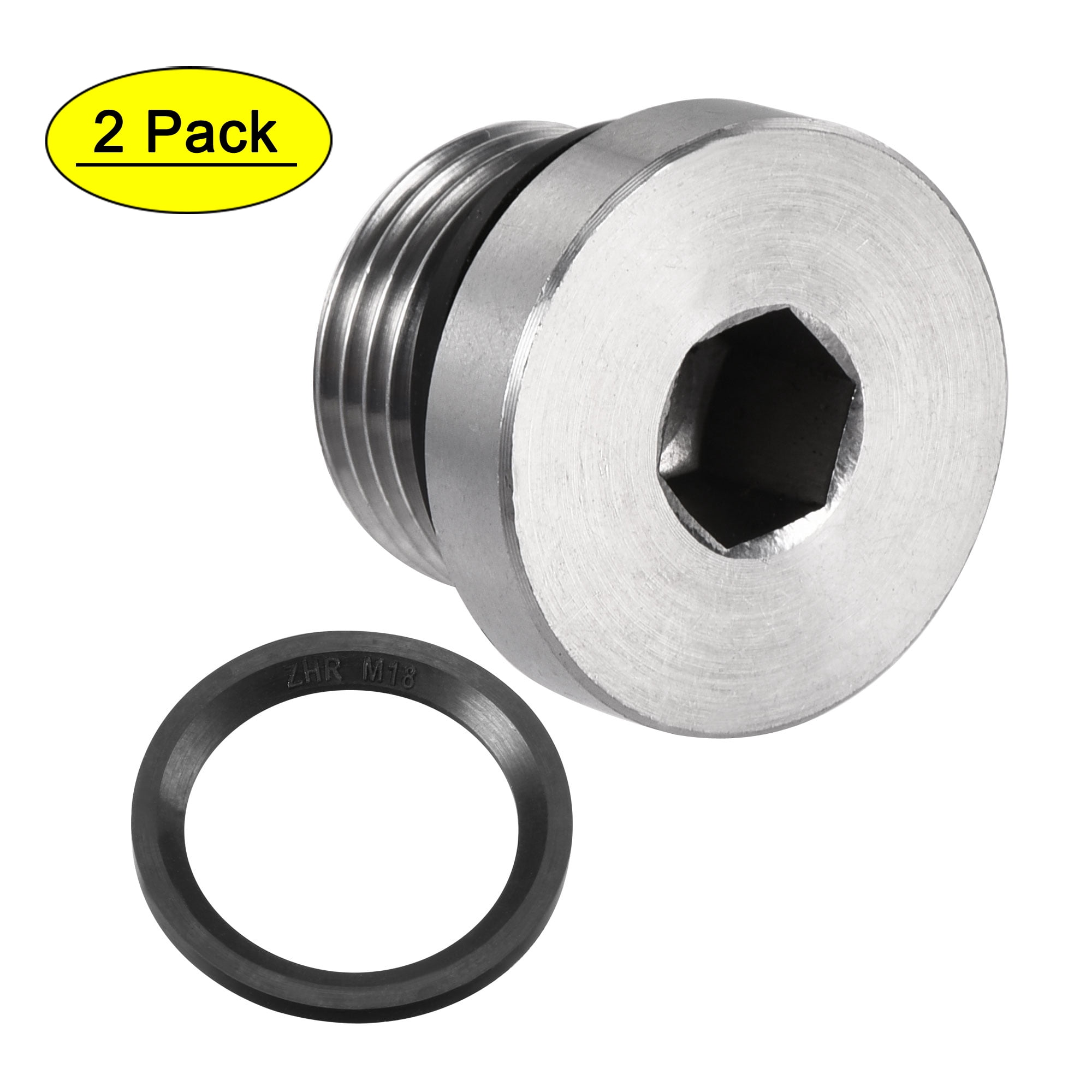 Uxcell Stainless Steel Inner Hex Head Pipe Plug with Seal Ring 2Pcs ...