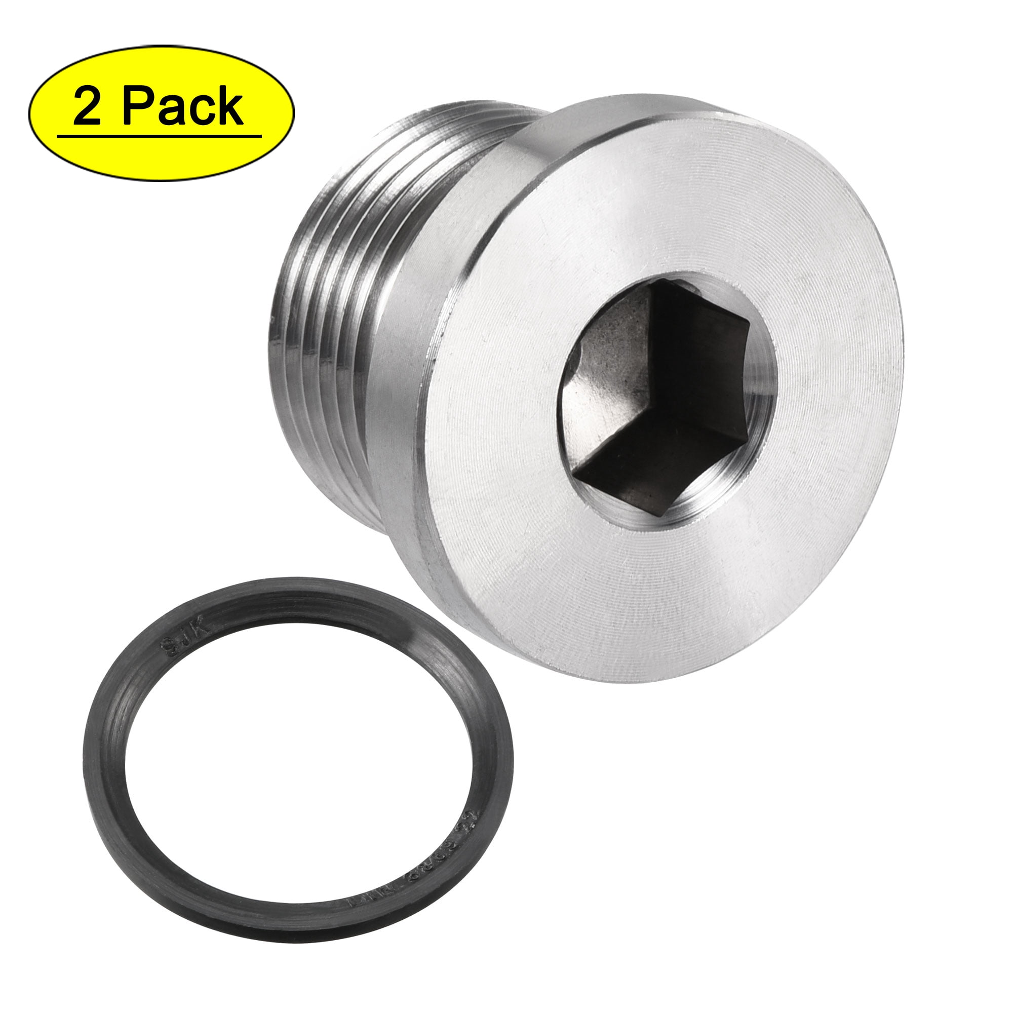 Uxcell Stainless Steel Inner Hex Head Pipe Plug with Seal Ring 2Pcs ...