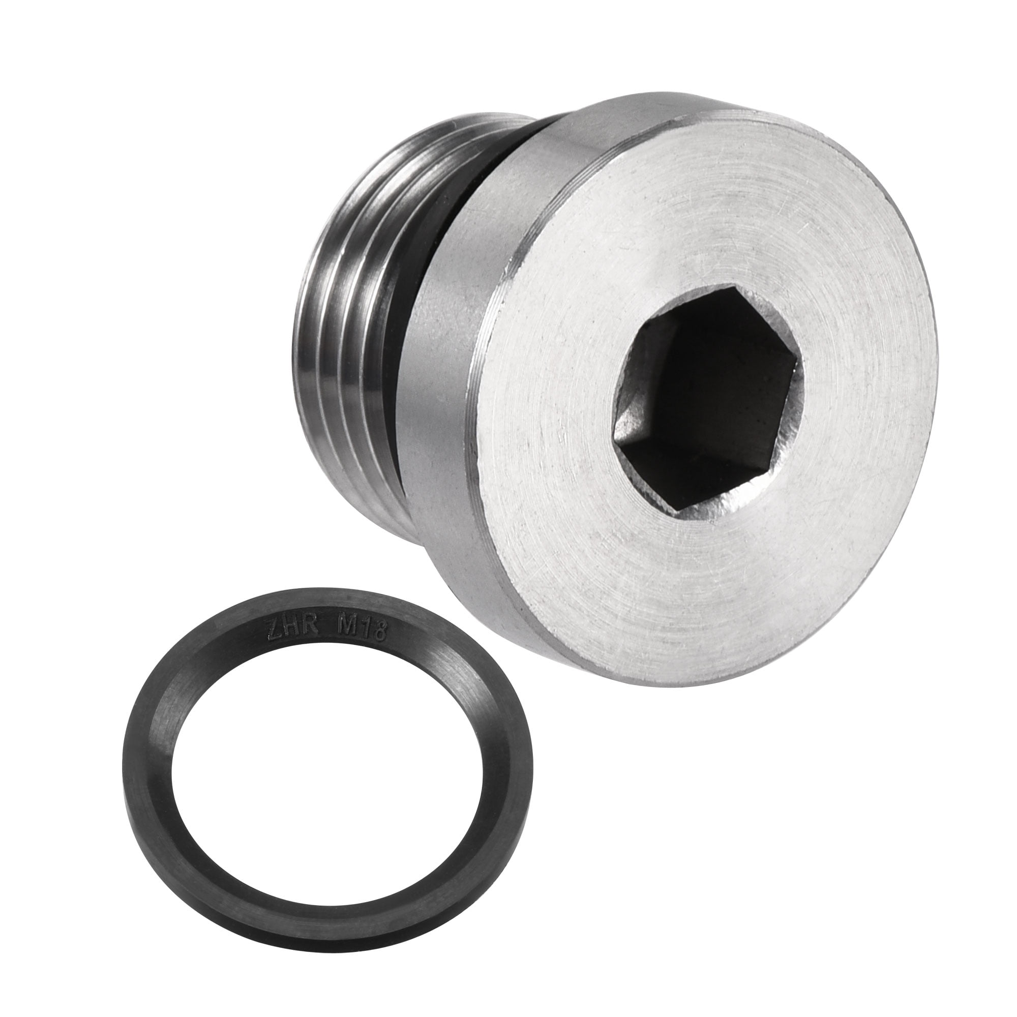Uxcell Stainless Steel Inner Hex Head Pipe Plug with Seal Ring M18x1 ...