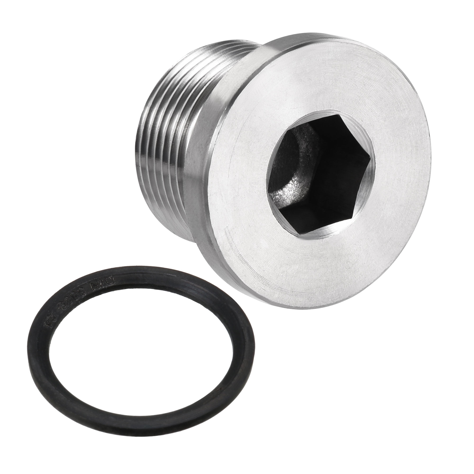 Uxcell Stainless Steel Inner Hex Head Pipe Plug with Seal Ring M24x1 ...