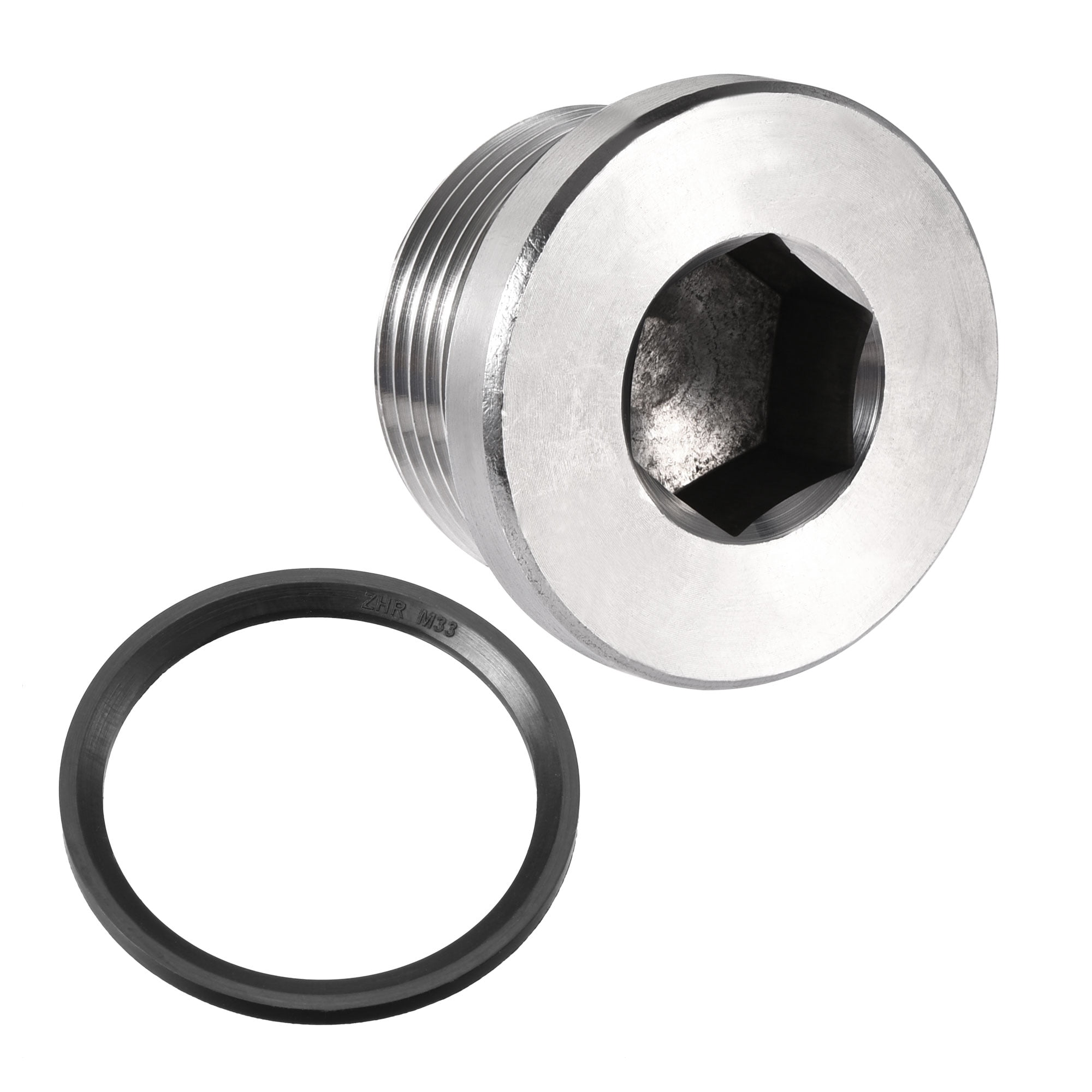 Uxcell Stainless Steel Inner Hex Head Pipe Plug with Seal Ring M33x2mm ...