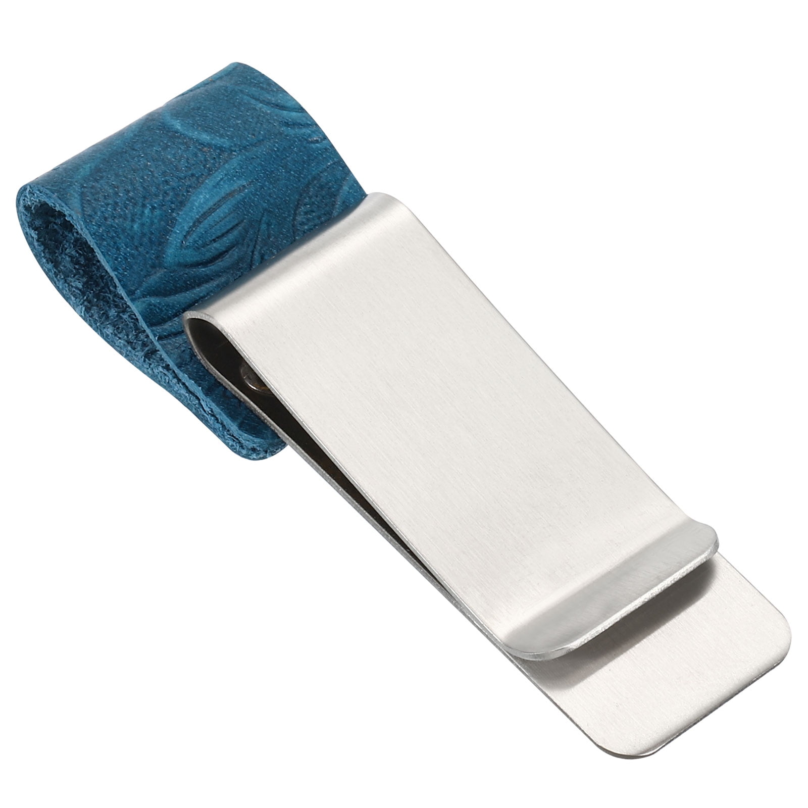 Uxcell Stainless Steel Pen Loop Notebook Clip Carved Leather Holder ...