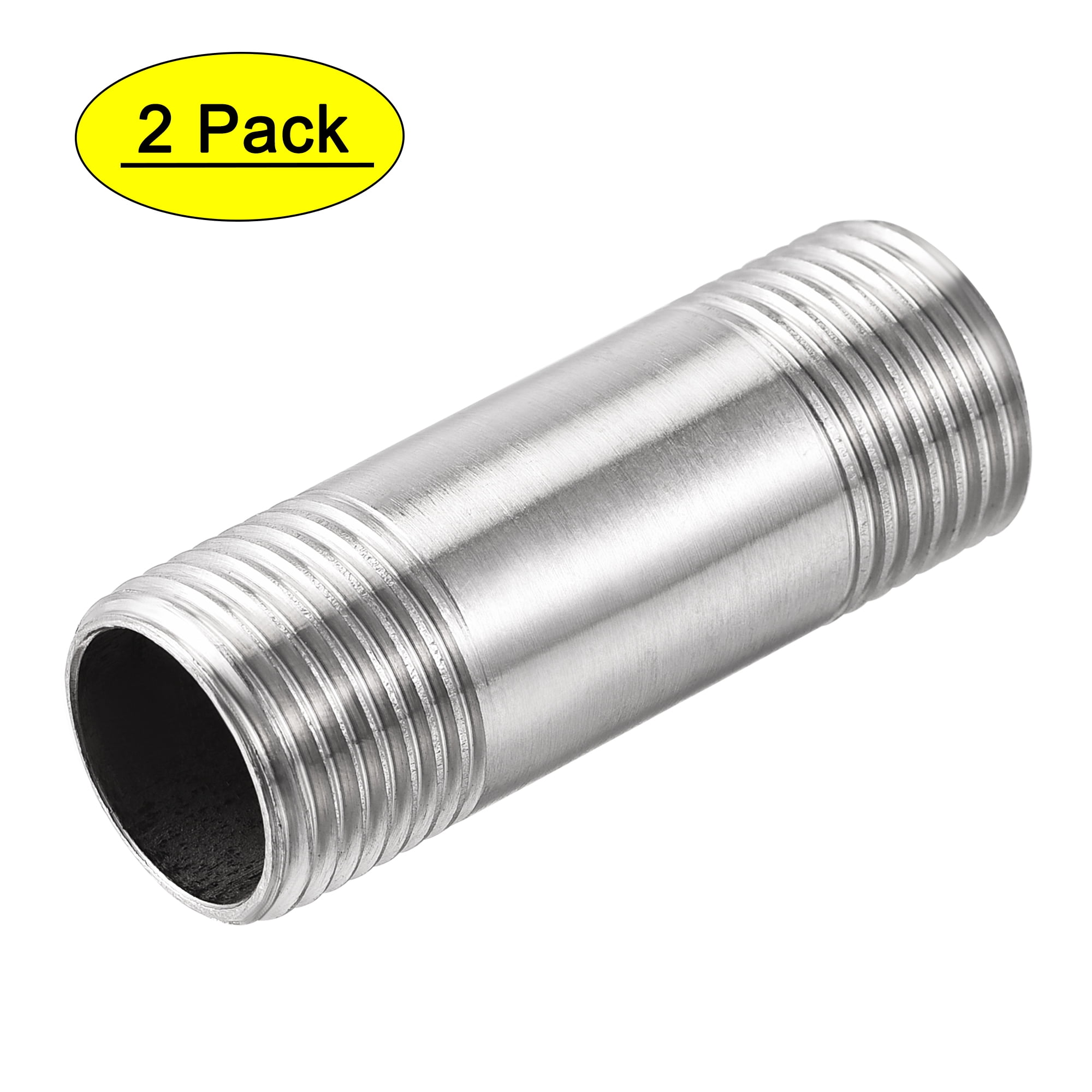 Uxcell Stainless Steel Pipe Fitting G1/2 Male to G1/2 Male Thread 50mm ...