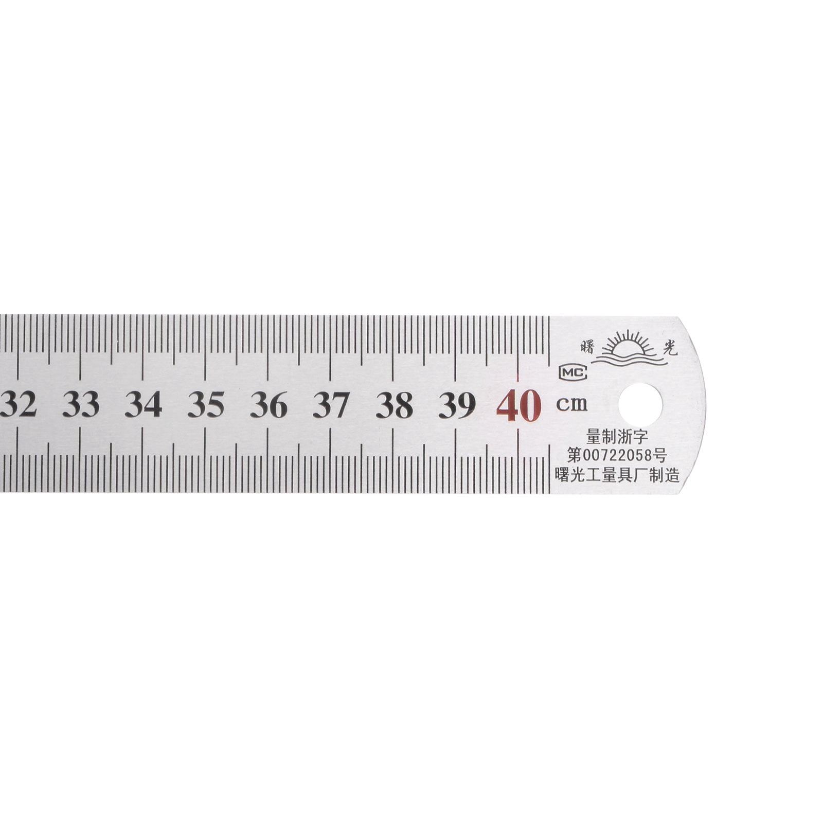 Uxcell Stainless Steel Ruler 16"x1/28"x1-1/7" Straight Edge Measuring ...