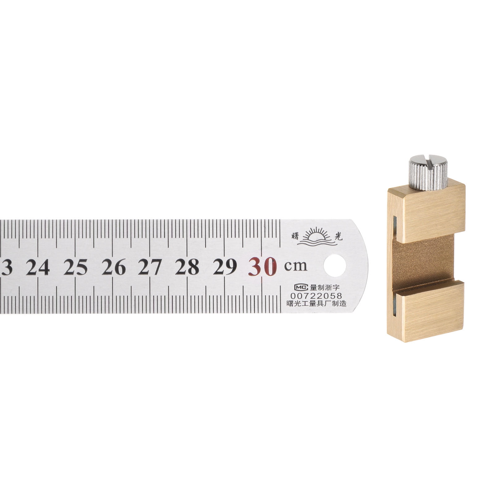 Uxcell Stainless Steel Ruler with Scriber Block 12" Metric Inch Ruler ...