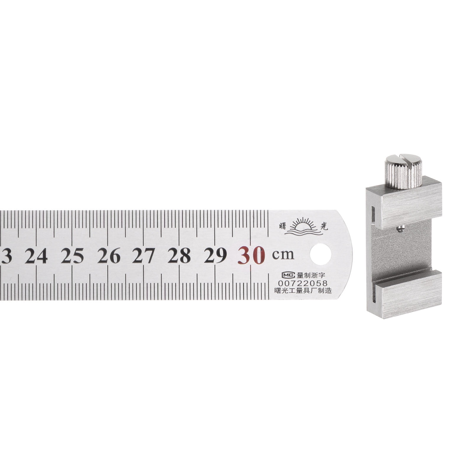 Uxcell Stainless Steel Ruler with Scriber Block 12" Metric Inch Ruler ...