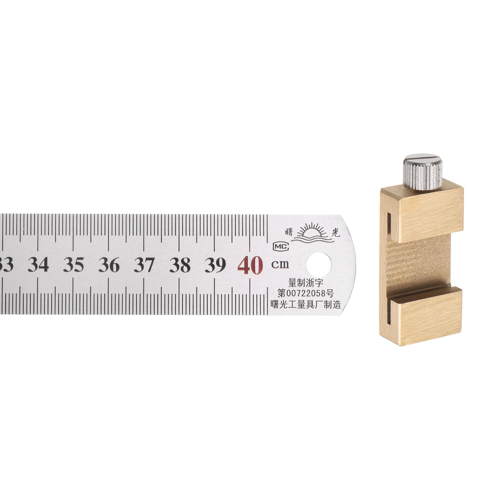 Uxcell Stainless Steel Ruler with Scriber Block 18" Metric Inch Ruler ...